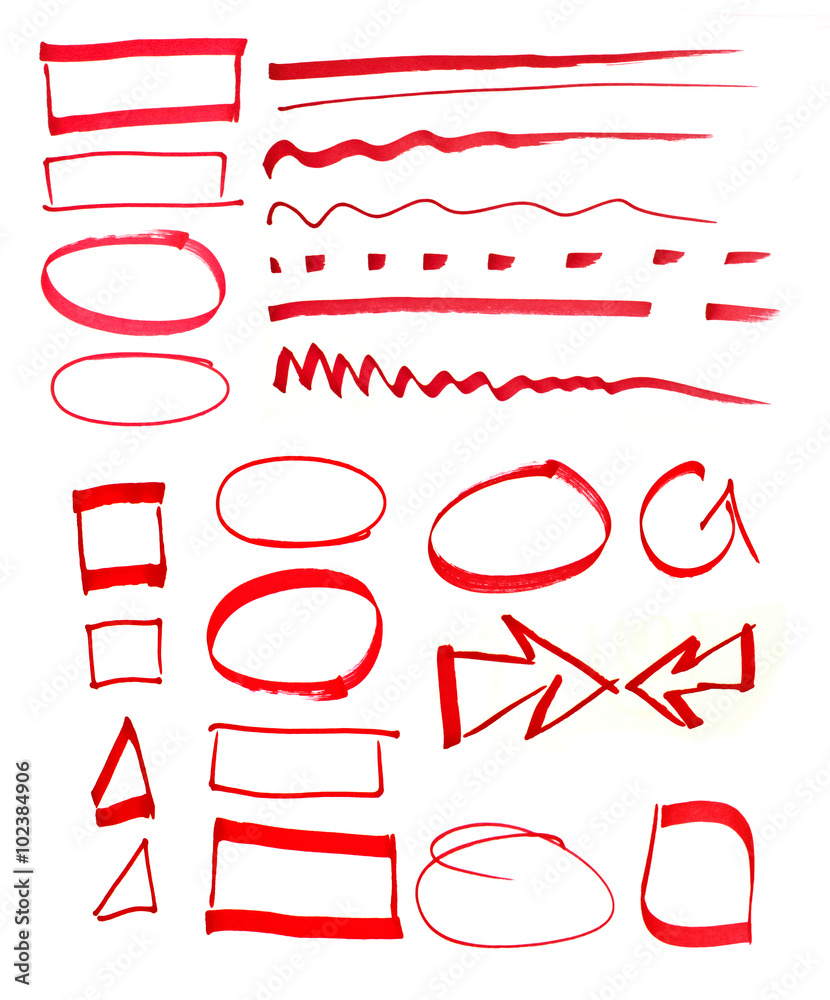 Red pen drawn marks Stock Illustration | Adobe Stock