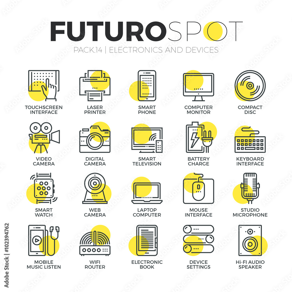 Computer Devices Futuro Spot Icons Stock Vector | Adobe Stock