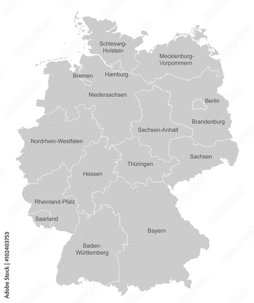 Karte von Deutschland - Bundesländer (einzeln) Stock-Vektorgrafik ...