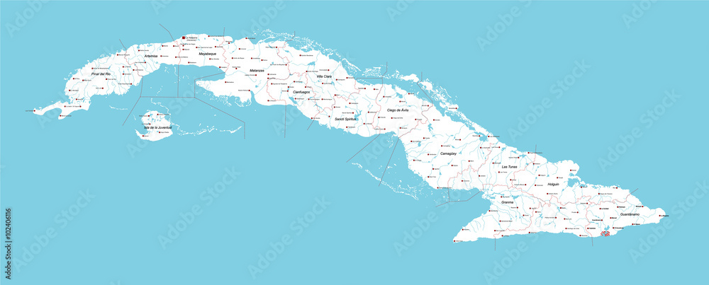 A large and detailed map of Cuba with all provinces and main cities ...