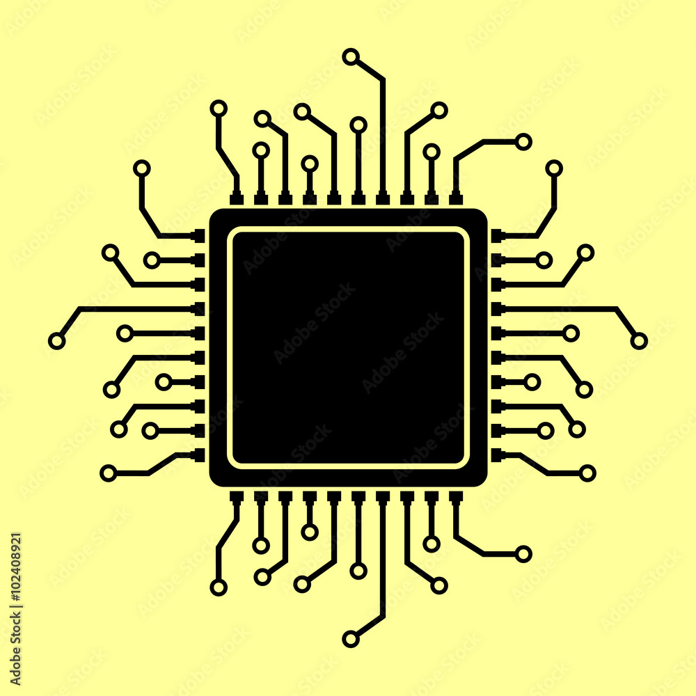 CPU Microprocessor. Flat style chip icon Stock Vector | Adobe Stock