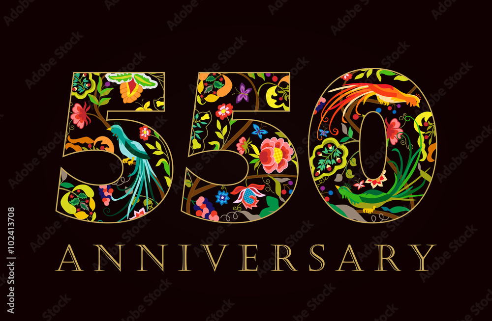 550 anniversary vintage colorful ethnic numbers. The template logo of ...