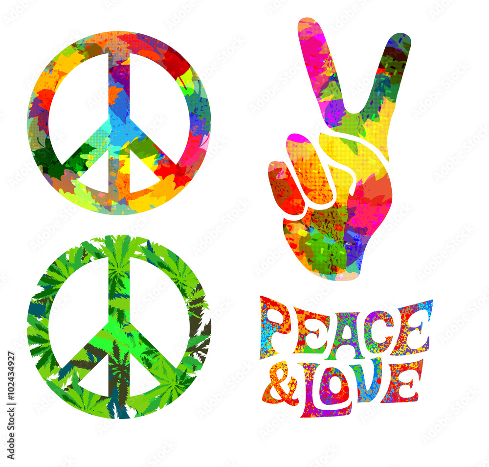 Symboles Hippies Love And Peace Clock Hippie Symbols Two Fingers As A