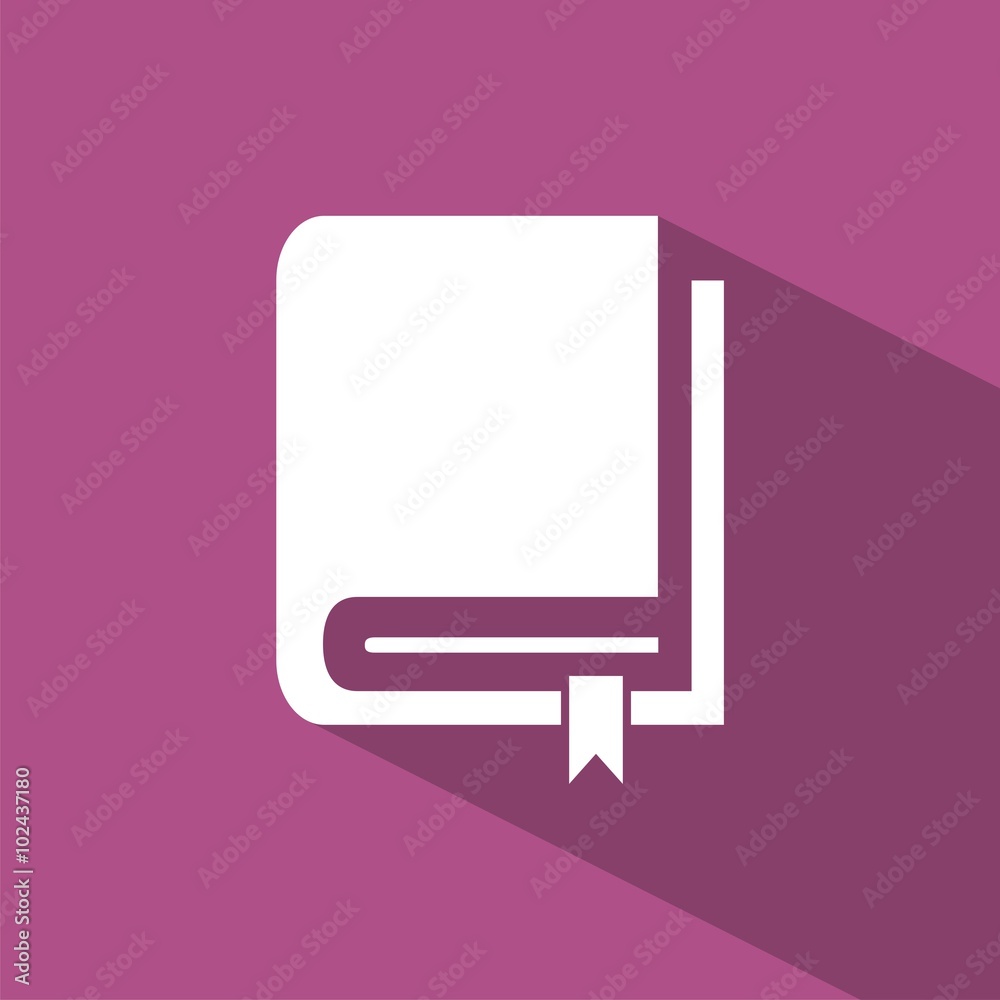 Icono de un libro cerrado sobre un fondo morado. Ilustración vectorial ...