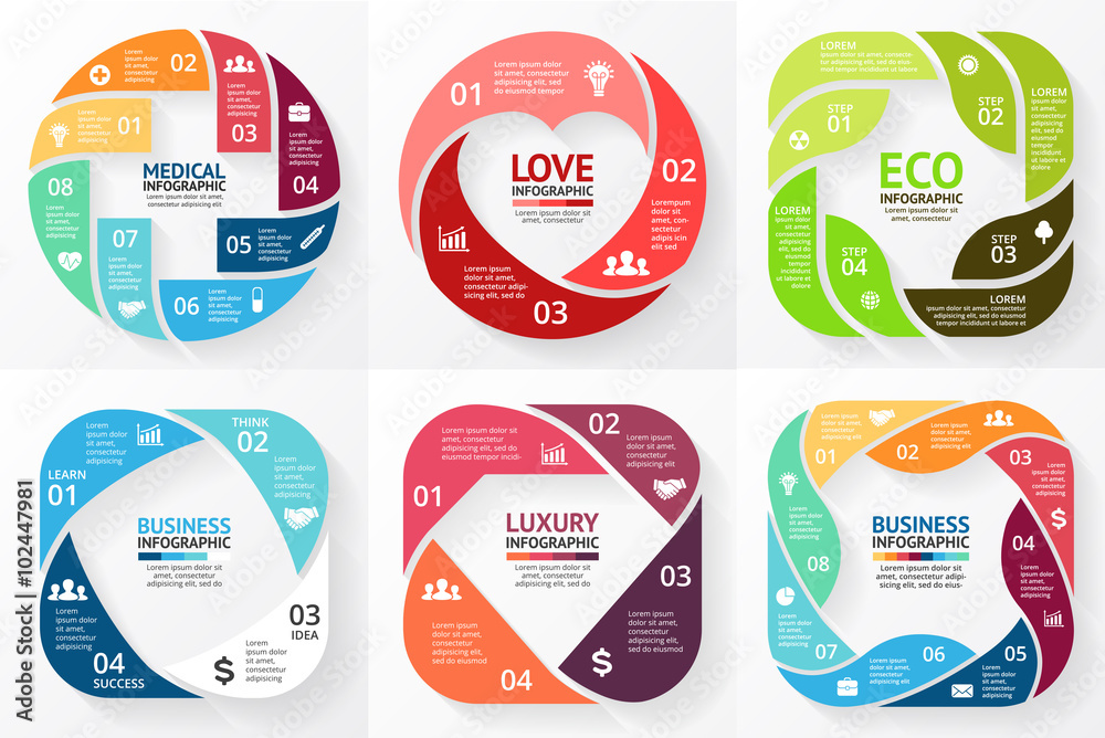 Vector circle infographics set. Cycle diagram, graph, business ...