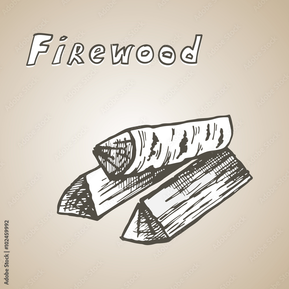 stack of three wooden logs, cartoon vector and illustration, hand drawn ...