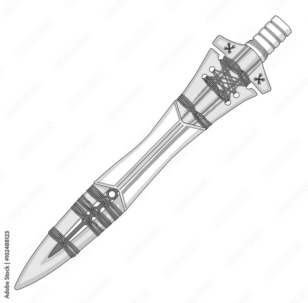Engraved style vector illustration of a holy longinus lance, spear of ...