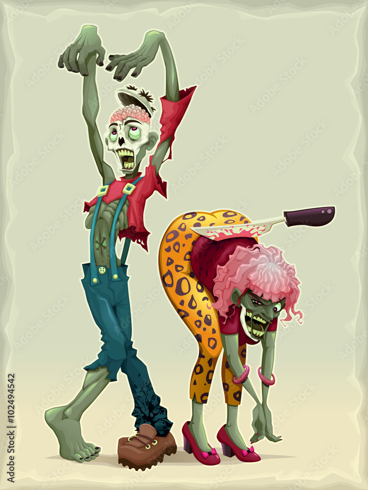 Funny Couple Of Zombies Vector De Stock Adobe Stock