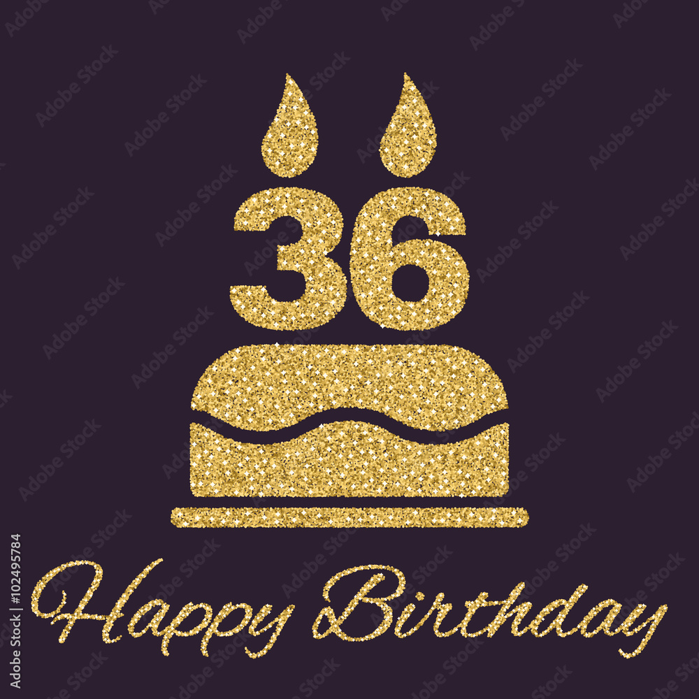 The birthday cake with candles in the form of number 36 icon. Birthday ...