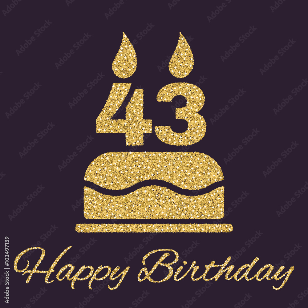 The birthday cake with candles in the form of number 43 icon. Birthday ...