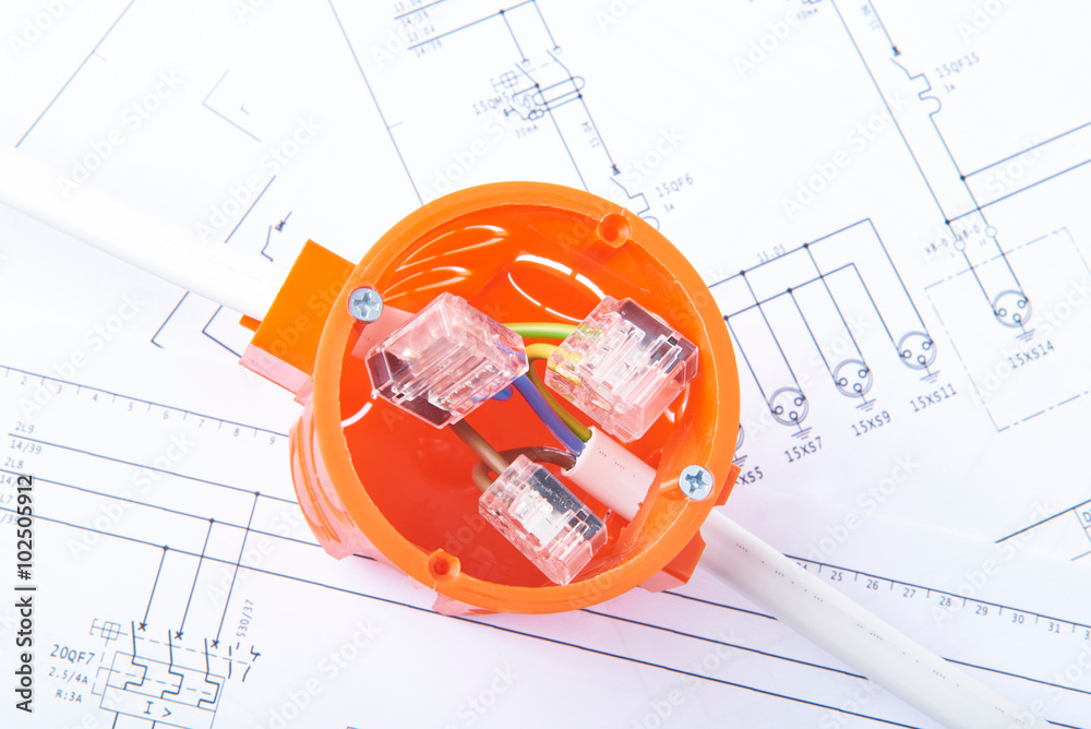 Photo & Art Print Cable connections in electrical junction box, lying ...