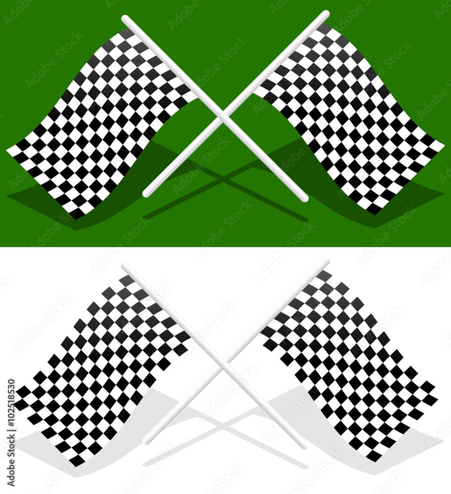 Crossed checkered racing flags with transparent shadows Stock Vector ...