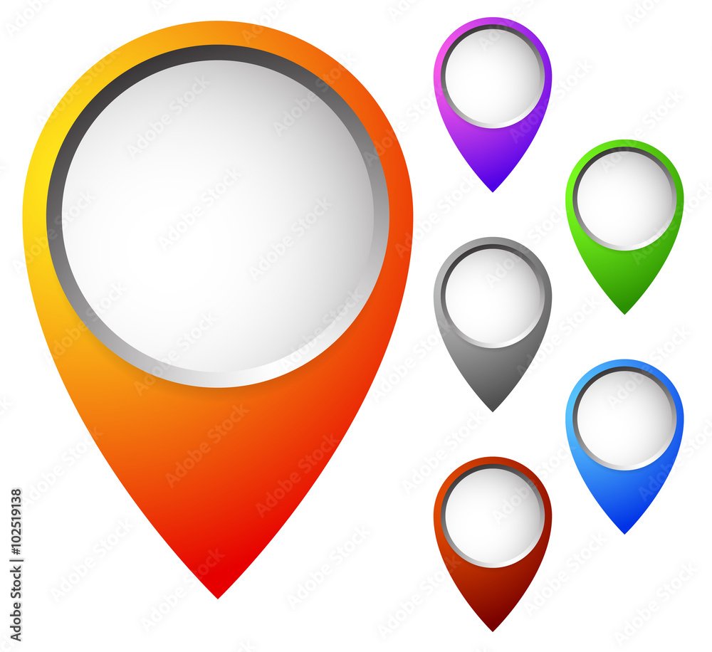 Map marker, map pin set. Abstract pushpins, thumbtacks. Vector. Stock ...