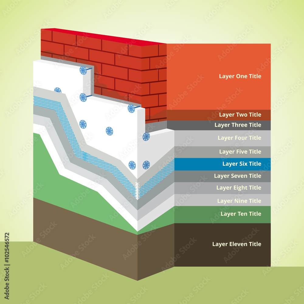 Polystyrene Thermal Insulation Cross-Section layered Infographics Stock ...
