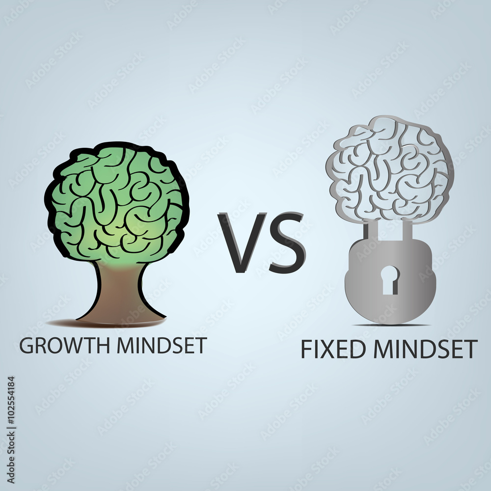 VECTOR: Growth mindset VS Fixed mindset Stock Illustration | Adobe Stock