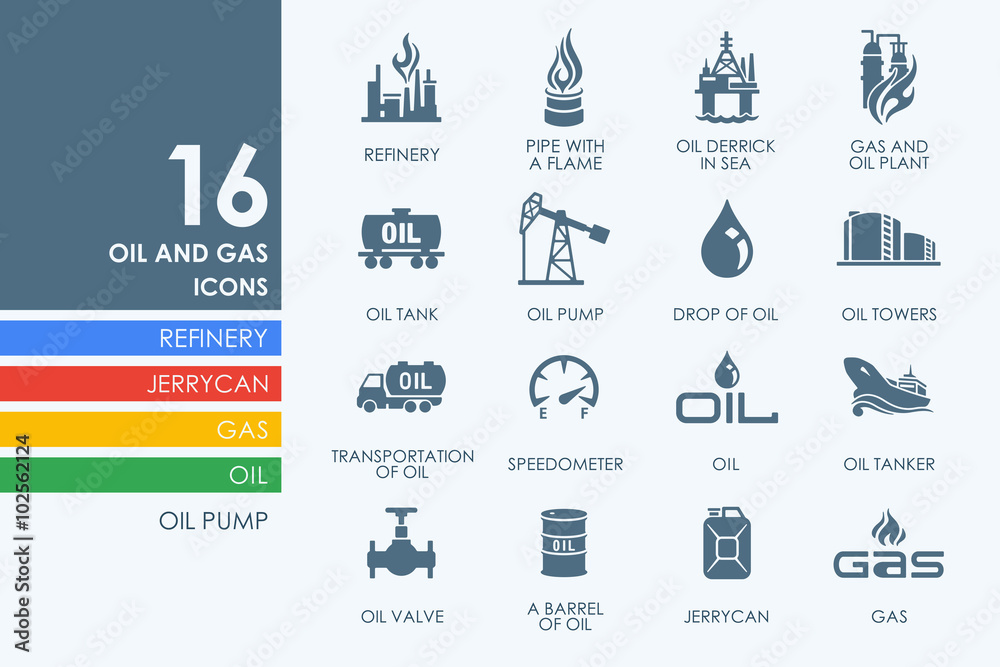 Set of oil and gas icons Stock Vector | Adobe Stock