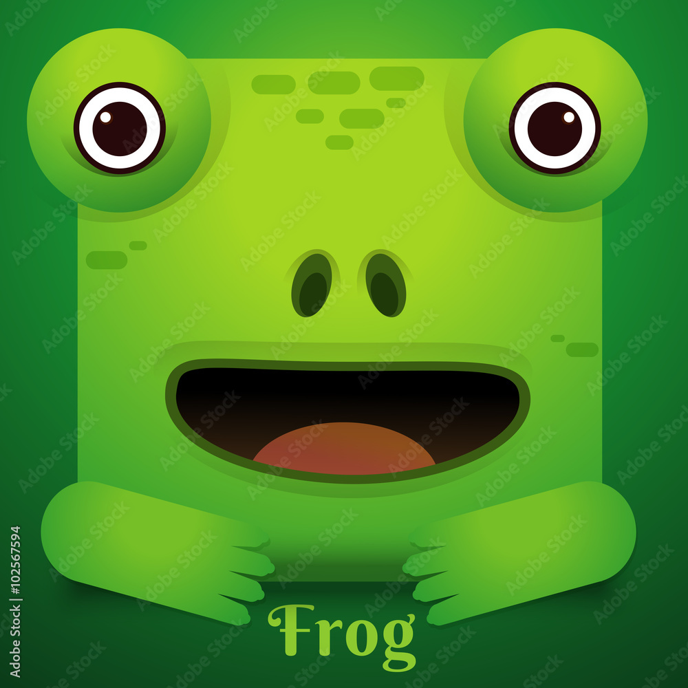 Cute green tree frog cartoon/Vector Frog Character Icon square s Stock ...