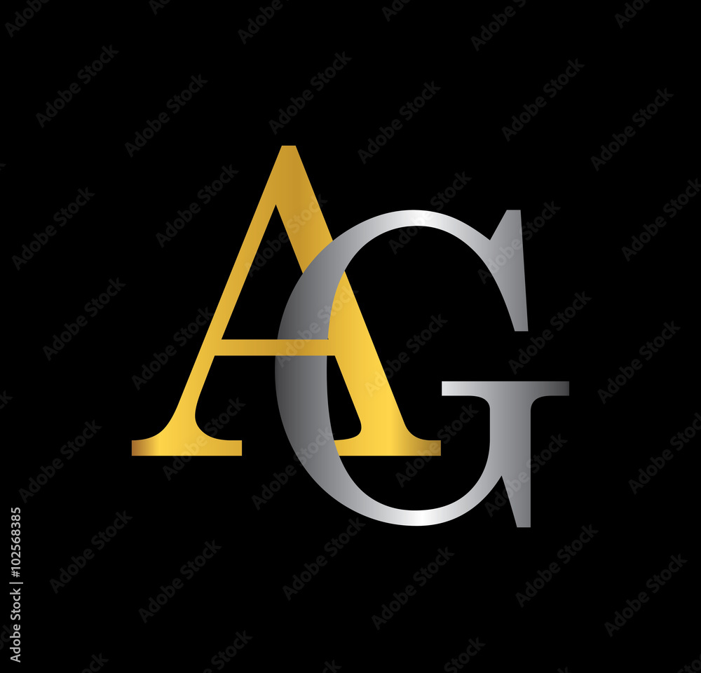 AG initial letter with gold and silver Stock Vector | Adobe Stock