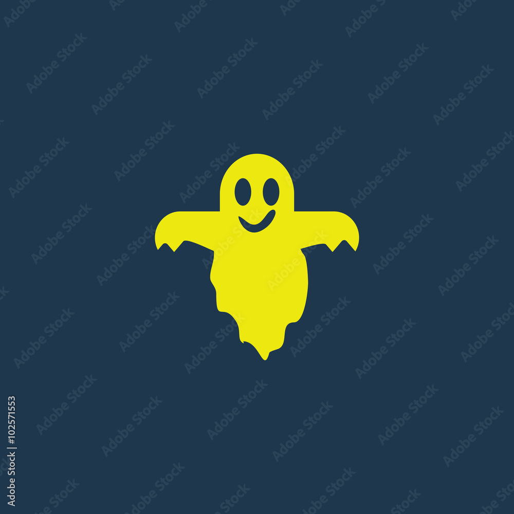 Yellow icon of Ghost on dark blue background. Eps.10 Stock Vector ...