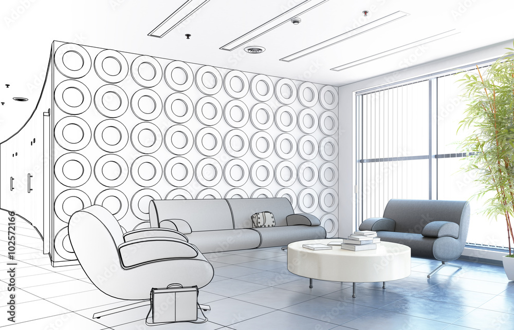 Lounge Area (drawing) Stock-Illustration | Adobe Stock