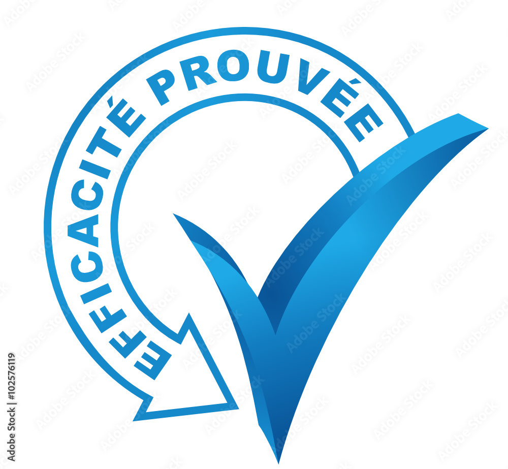 Vetor de efficacité prouvée sur symbole validé bleu do Stock | Adobe Stock