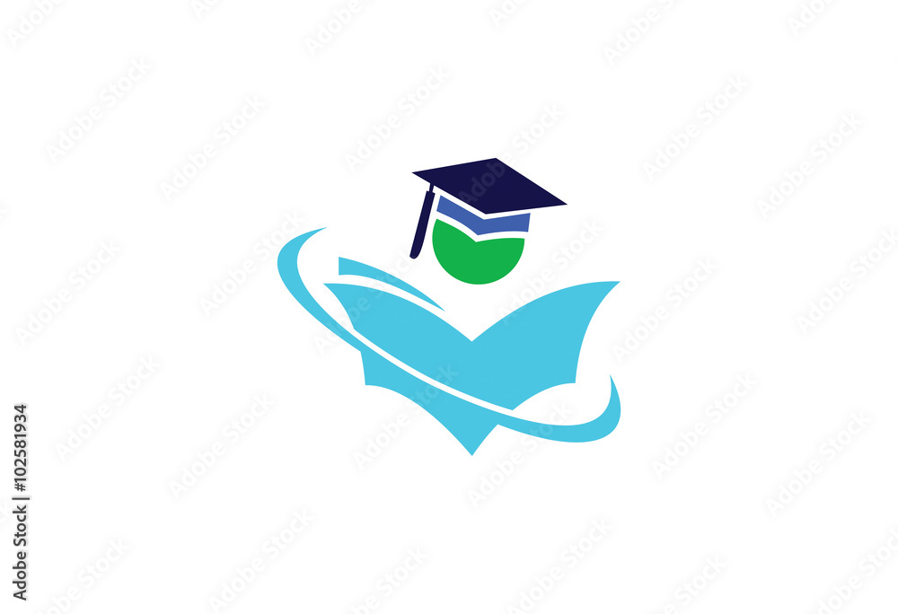 graduation hat and student book logo Stock Vector | Adobe Stock
