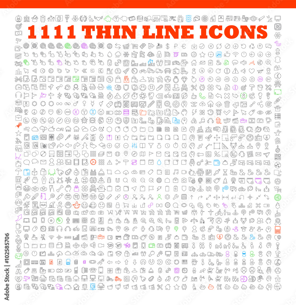thin line icons exclusive XXL icons set Stock Vector | Adobe Stock