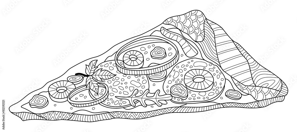 Pizza Slice Zentangle Coloring Page Stock Vector | Adobe Stock