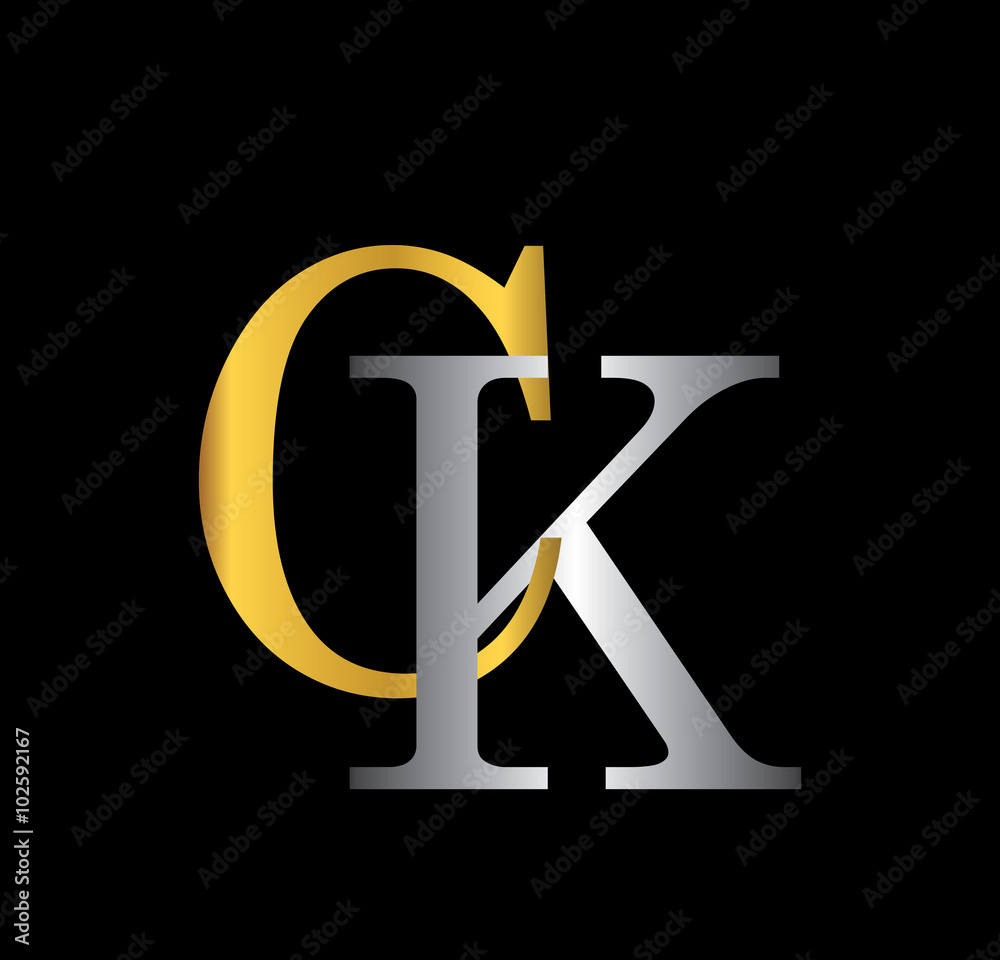 CK initial letter with gold and silver Stock Vector | Adobe Stock