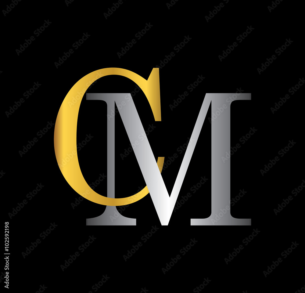 CM initial letter with gold and silver Stock 벡터 | Adobe Stock