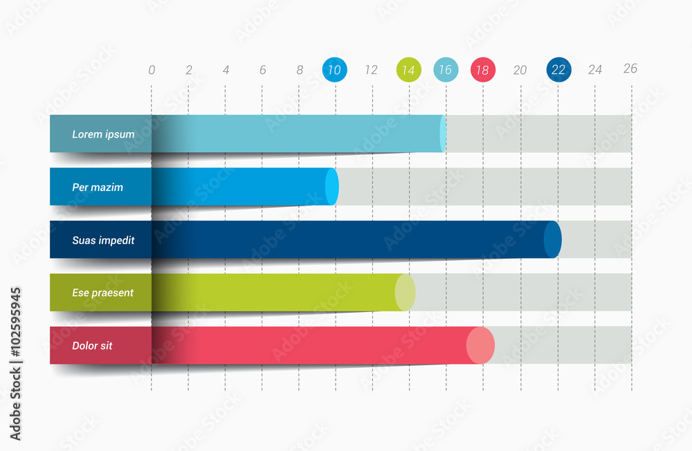 Flat chart, graph. Simply blue color editable. Infographics elements ...