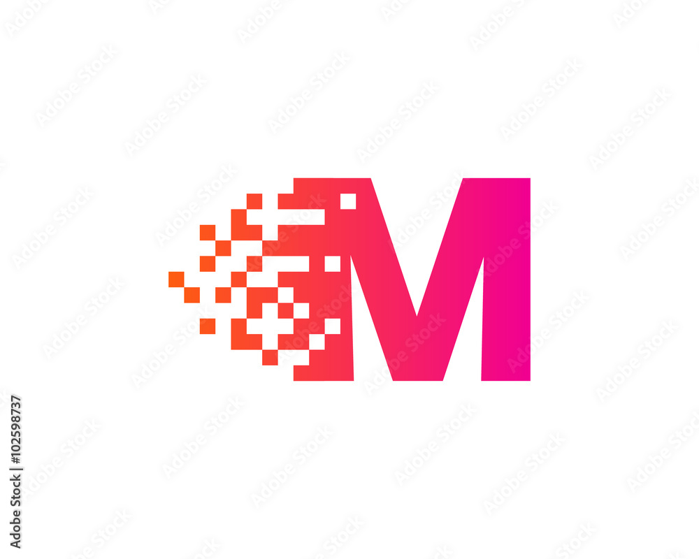 Letter M Pixel Motion Logo Design Template Stock Vector | Adobe Stock