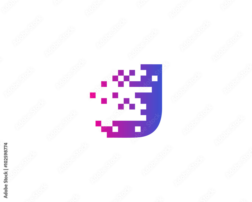 Letter J Pixel Motion Logo Design Template Stock Vector | Adobe Stock