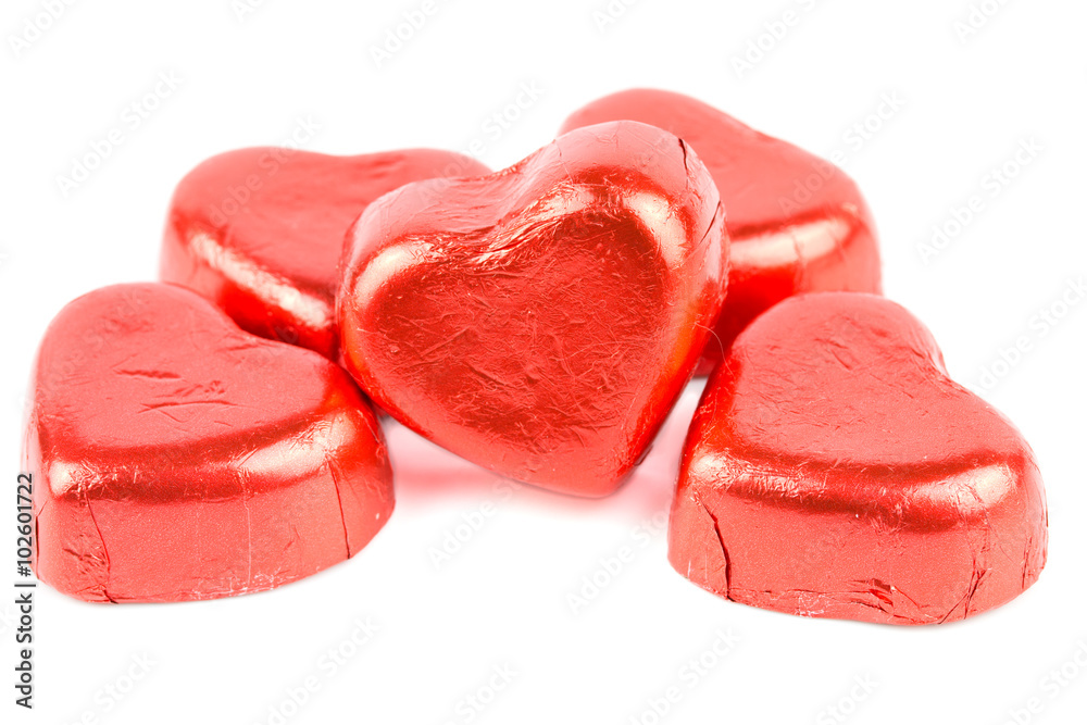chocolate candy red heart isolated on white background. Stock Photo ...