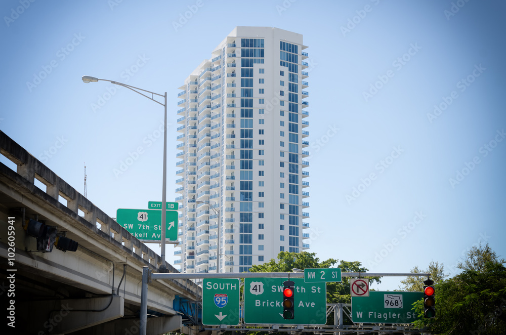 highway signs in downtown Miami, Florida USA Stock Photo | Adobe Stock