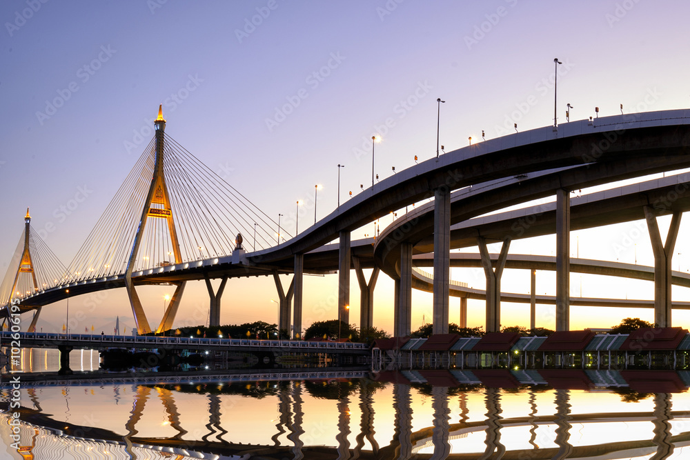 Rope bridge , beautiful bridge in Bangkok, Thailand. Stock Photo ...