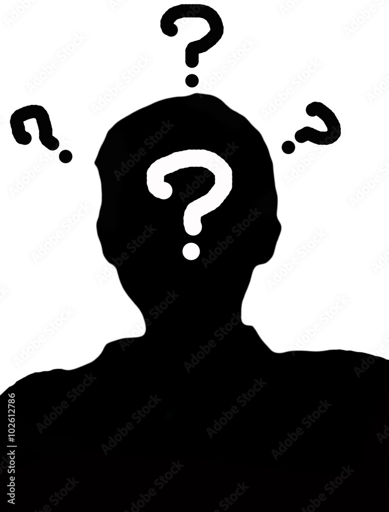 SIlhouette of head with question mark Stock Illustration | Adobe Stock
