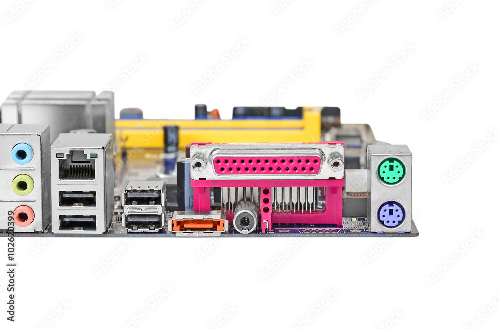 Connector of computer motherboard board Stock Photo | Adobe Stock