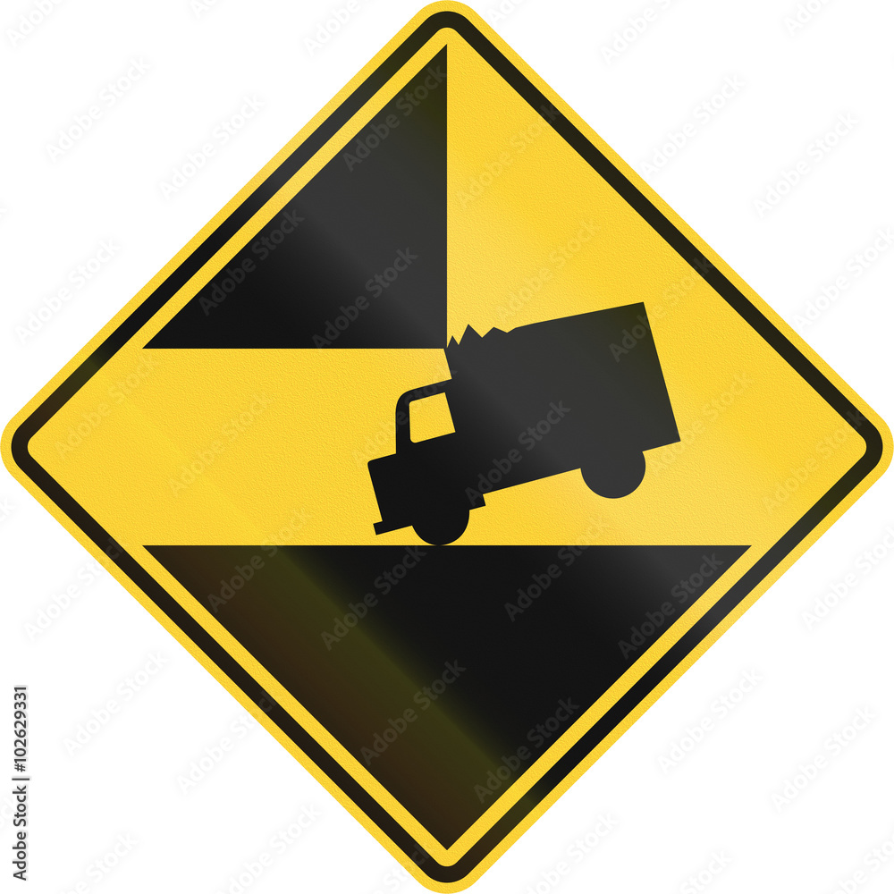 Road sign in the United States warning drivers of high vehicles that ...