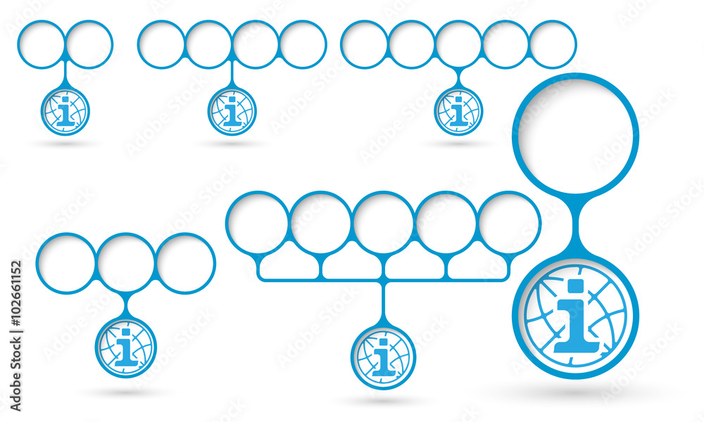 Set of five object with circular text areas and info icon Stock Vector ...