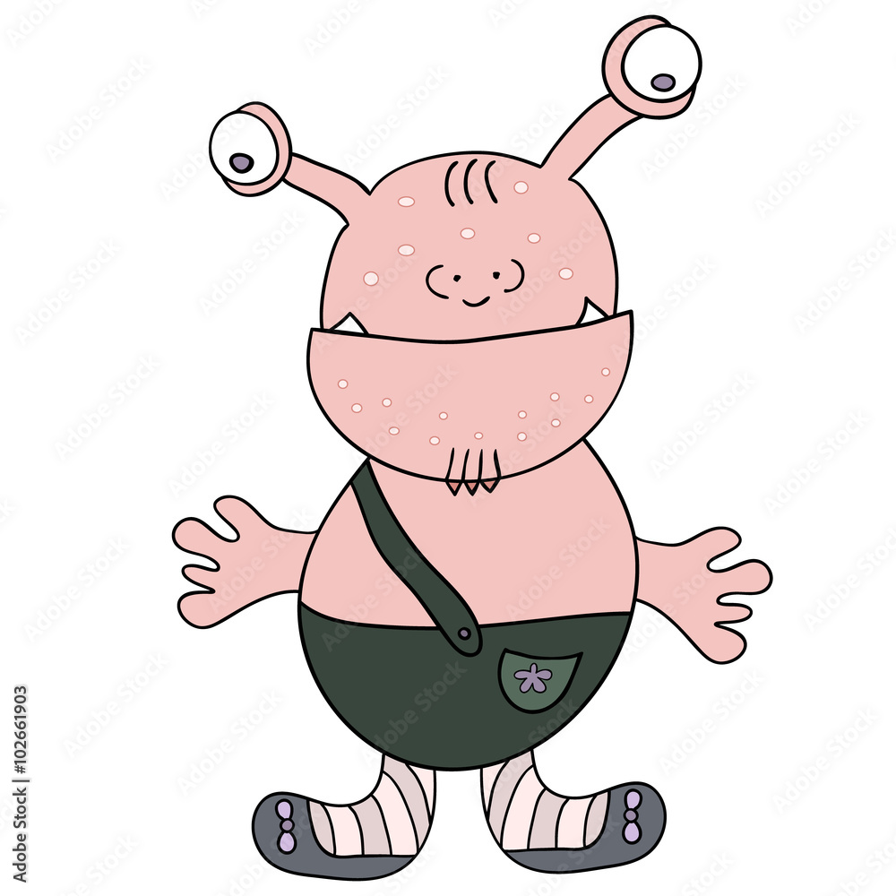 pink monster vector illustration Stock Vector | Adobe Stock