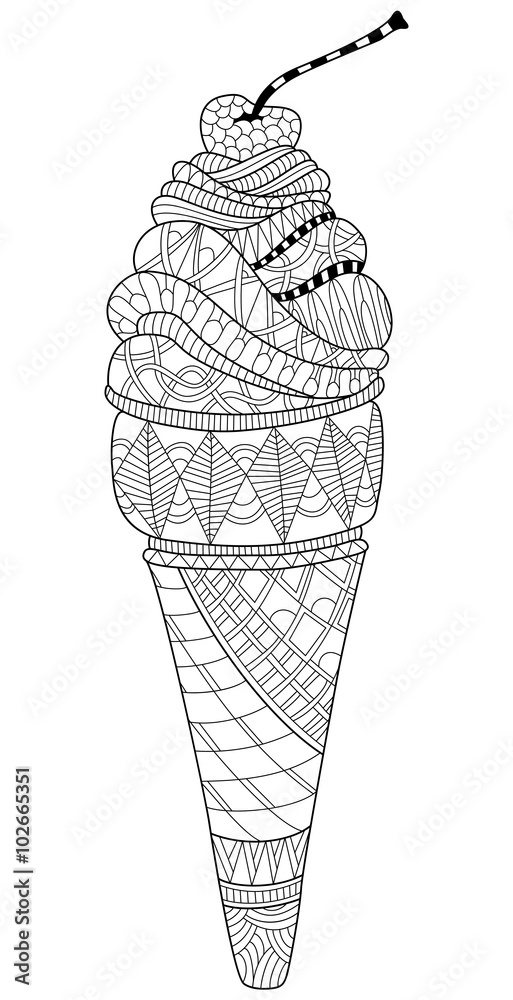 Ice Cream Zentangle Coloring Page Stock Vector | Adobe Stock