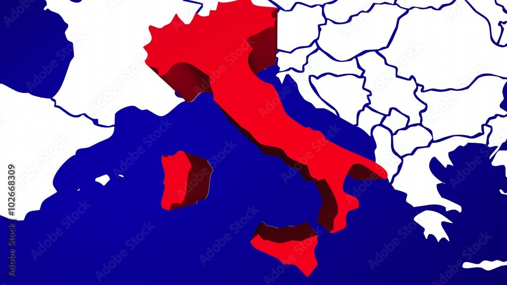 Italy Europe Country Nation Map Zoom In Close Up Geography Stock Video ...