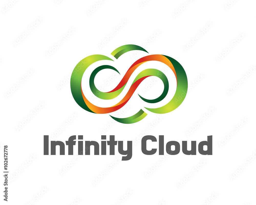 Infinity cloud logo design vector. Cloud logo template. 3D cloud Stock ...