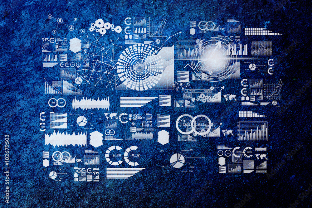 Abstract high tech background with graphs and diagrams Stock ...