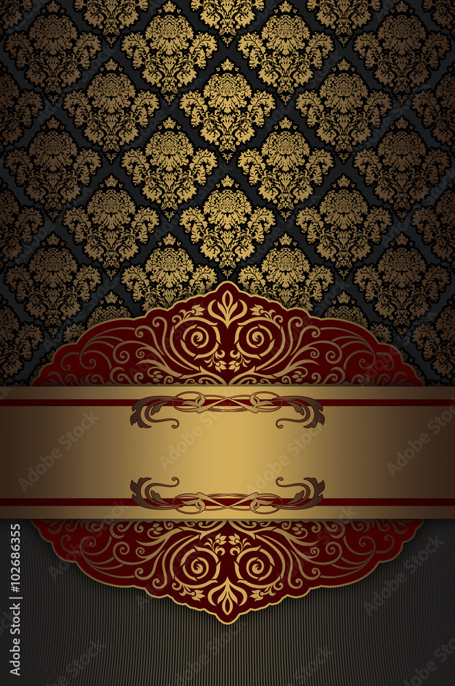 Gold vintage background with old-fashioned patterns. Stock Illustration ...