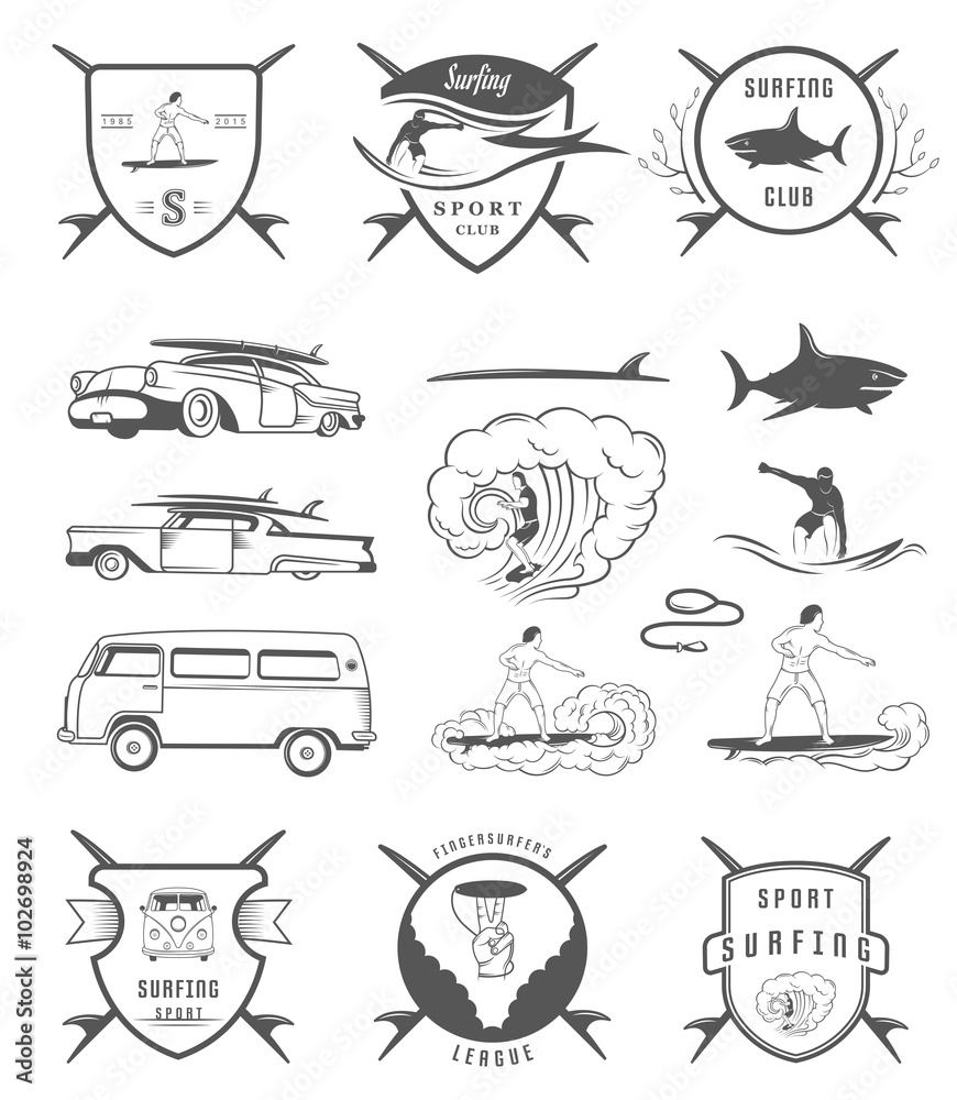 Vector Set Surf Badges, Sign and Logos Stock Vector | Adobe Stock