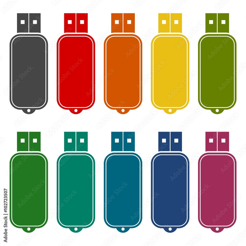 Usb flash memory icons set Stock Vector | Adobe Stock