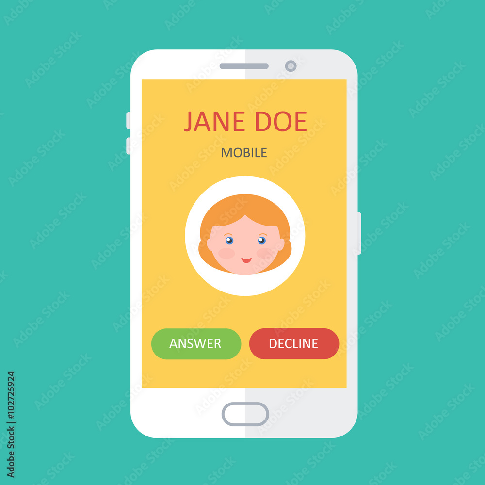 Flat design mobile incoming call display. Flat design mobile phone ...