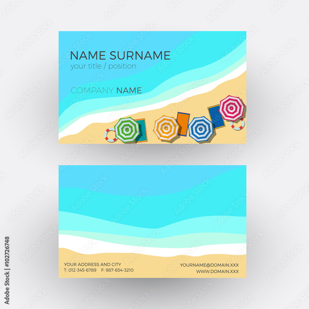 Vector Abstract summer on the beach background. Business card Stock ...